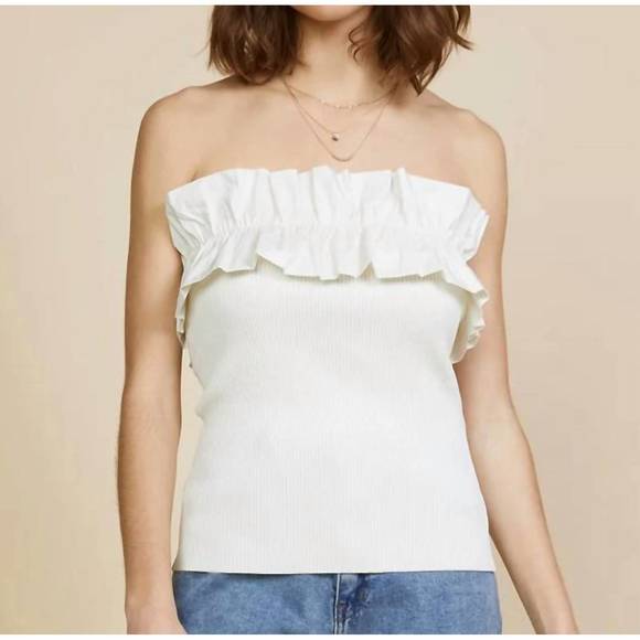 Skies Are Blue | Tops | New Skies Are Blue Strapless Ruffle Top In Off ...